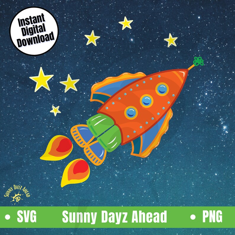 Rocket Space Clipart, Cute Outer Space Clip Art Layered SVG ...
