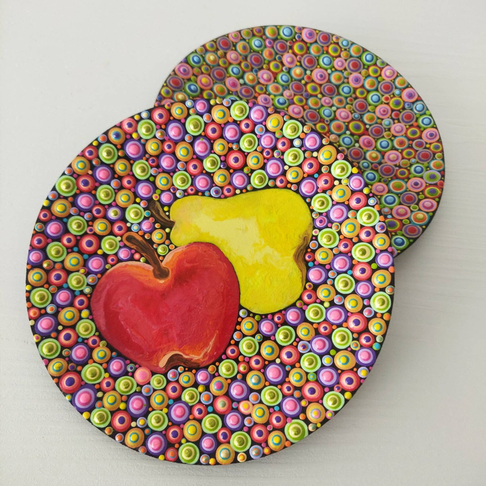 Colorful Handpainted Wooden Bowl, House Table Decoration Bowl, Dotart ...