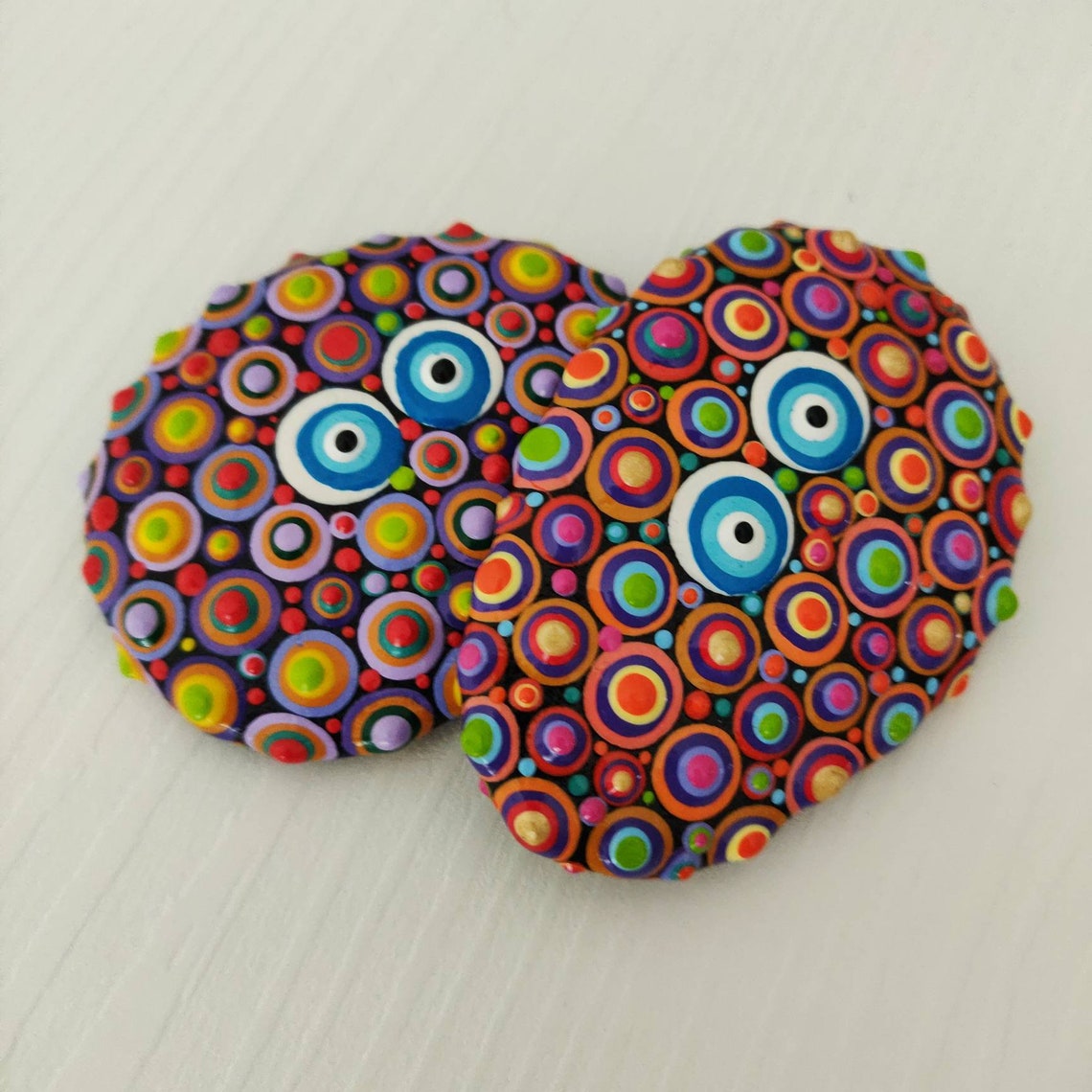 SET OF 2 Rocks Painted Eyes on Natural Stone Kids Gift - Etsy