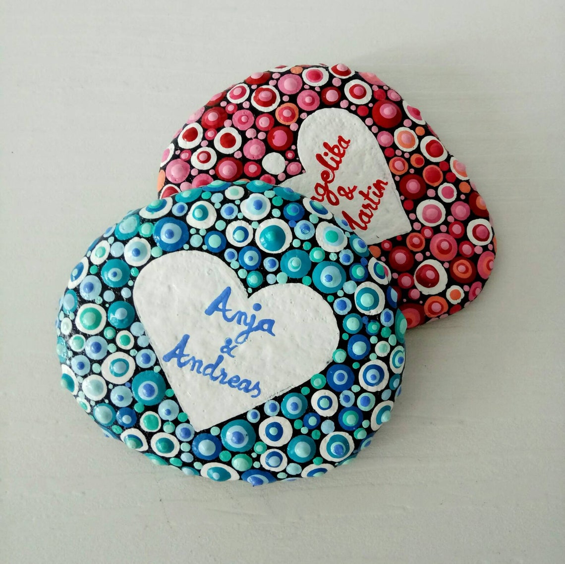 Rock With Custom Names in Heart, Love Gift, Valentine Gift, Baby Shower ...