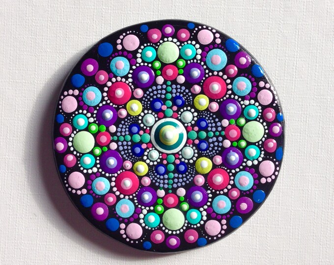 Mandala on Ceramic Dot Art Painted Ceramic Fairy Garden Marker ...