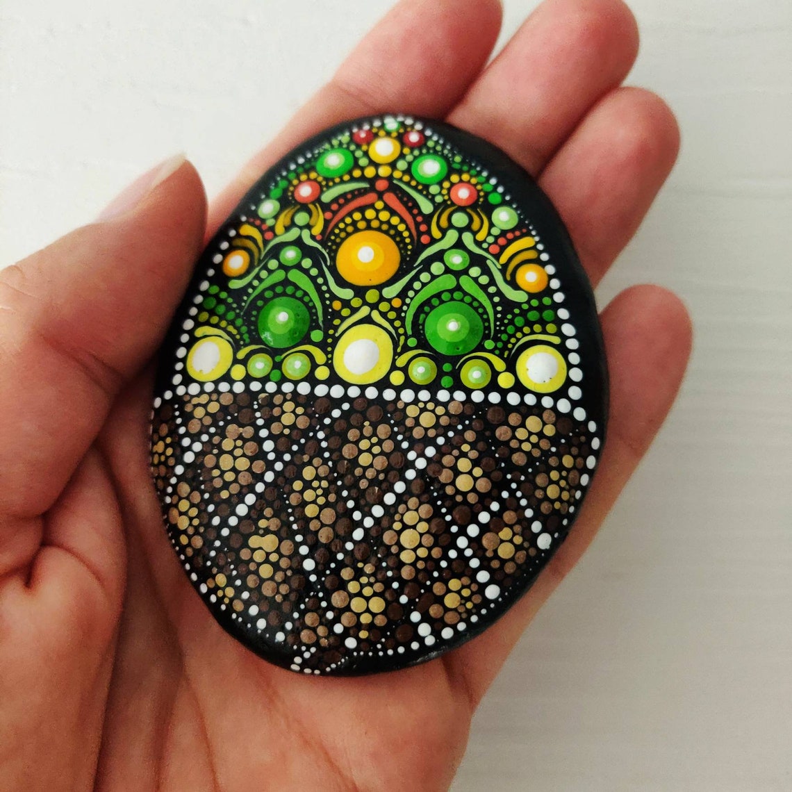 Dot Art Acorn on a Stone Acorn on a Rock Autumn Decoration - Etsy