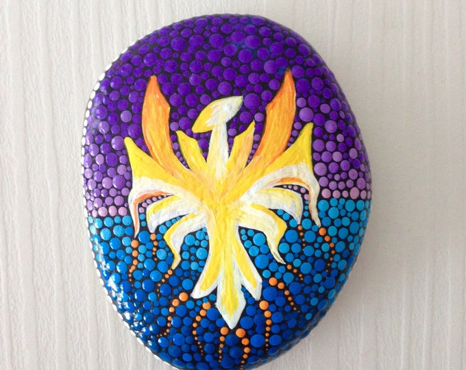 Rising Phoenix Dot Art Painted Stone Painted Rock Fairy Garden - Etsy