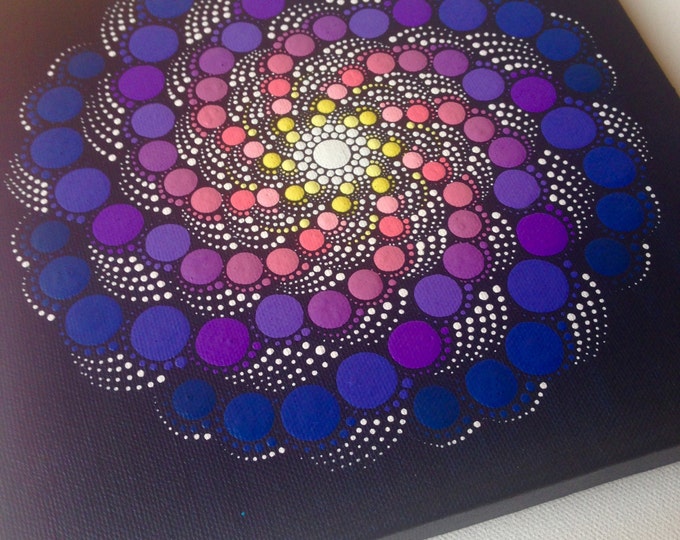 Original Dotart Purple Rain Mandala Painting on Canvas, 20x20cm - Etsy