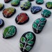 SET OF 6 6 Leaves on a Stone Leaf on a Rock Dotart Leaf - Etsy
