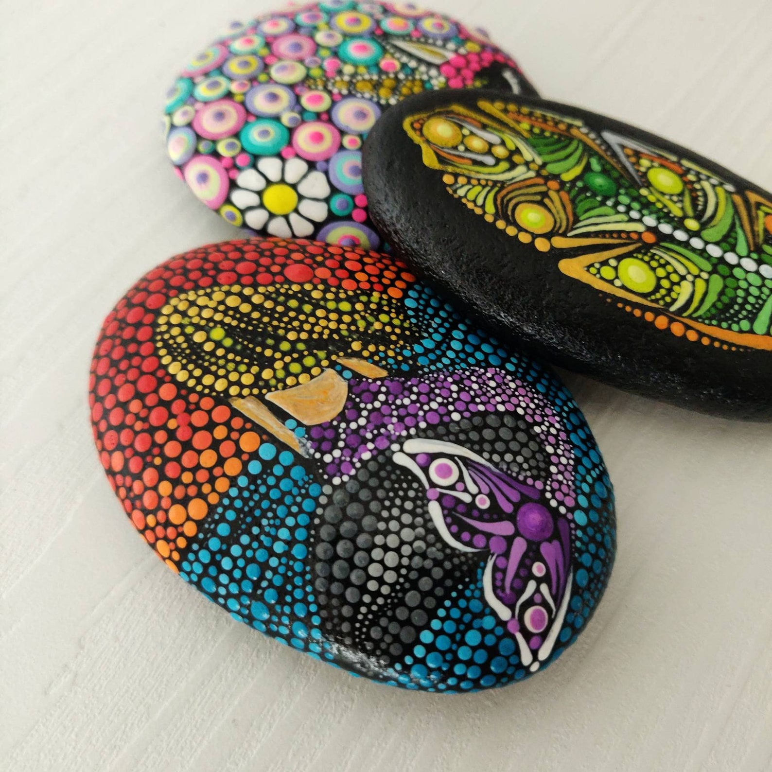 Dot Art Mermaid Painted Stone Fairy Garden Gift Decoration | Etsy