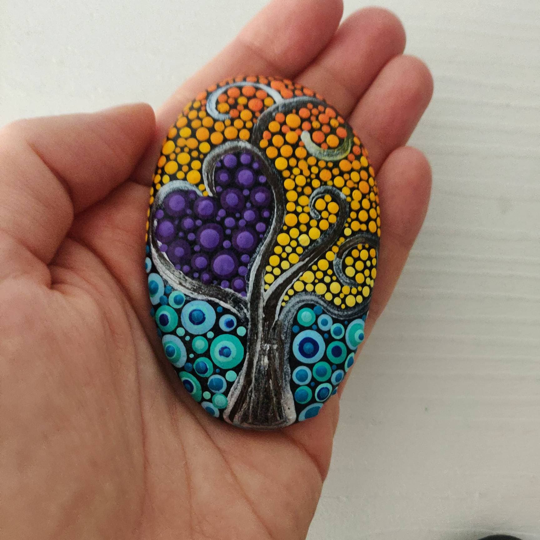 Tree of Life Dot Art Painted Stone Painted Rock Fairy Garden | Etsy