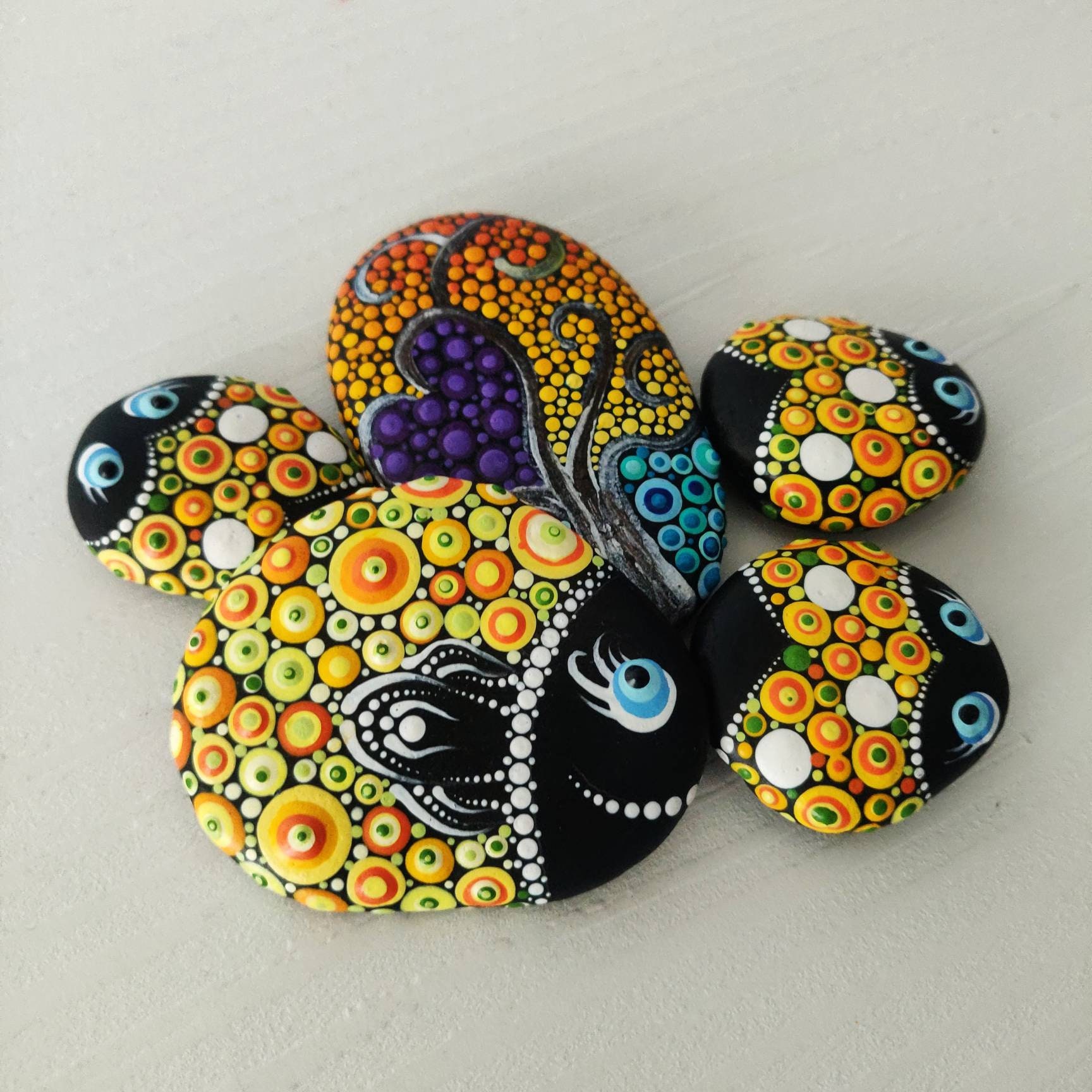 Tree of Life Dot Art Painted Stone Painted Rock Fairy Garden | Etsy