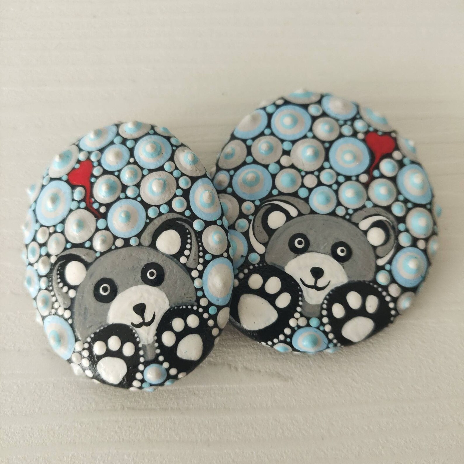 Set of 2 Cute Teddy Bears Painted on Rocks Childrens Gift - Etsy