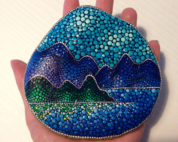 Big Dot Art Sunset Stone Painted Stone Painted Rock Fairy Garden Marker ...