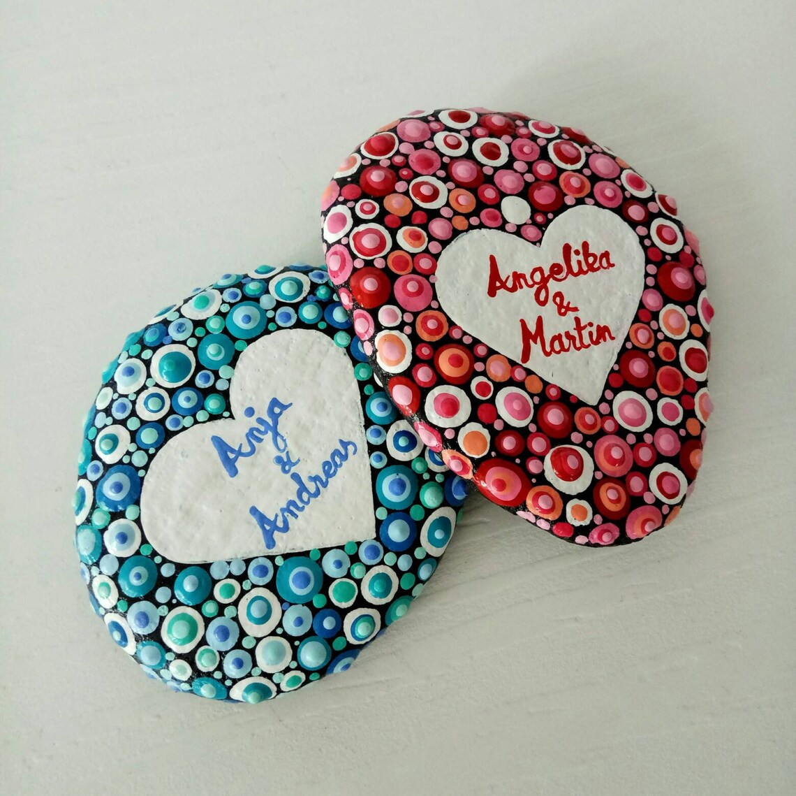 Rock With Custom Names in Heart, Love Gift, Valentine Gift, Baby Shower ...