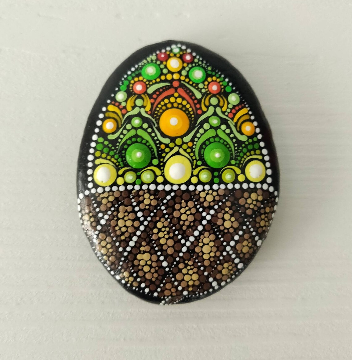 Dot Art Acorn on a Stone Acorn on a Rock Autumn Decoration - Etsy