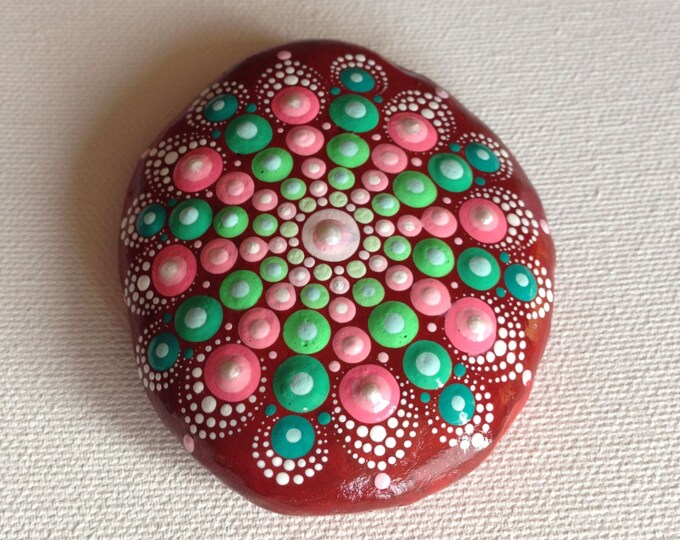 Mandala Painted Stone Red Adriatic Gift Decoration Painted Rock Art ...
