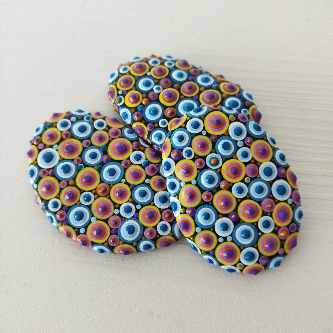 Set of 3 Polka Dot Stones Dotart Painted Rock Decorations, Unique ...