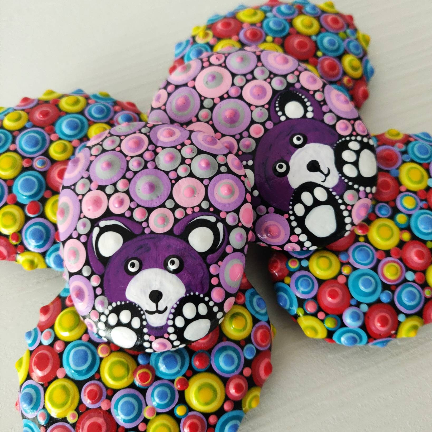 Set of 2 Cute Teddy Bears Painted on Rocks Childrens Gift | Etsy Canada