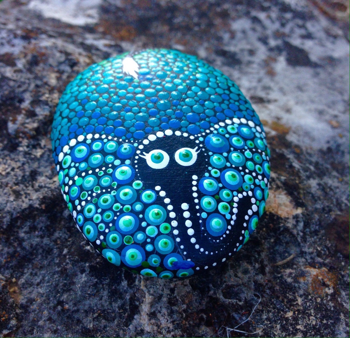 Elephant on a Stone Dot Art Elephant Painted Rock Fairy - Etsy