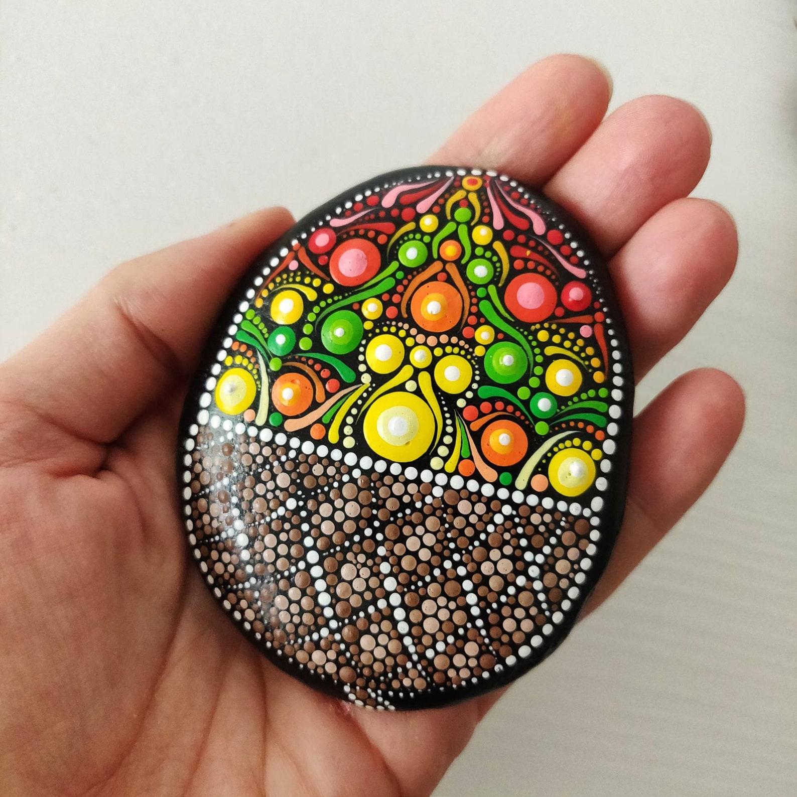 Dot Art Acorn on a Stone Acorn on a Rock Autumn Decoration - Etsy