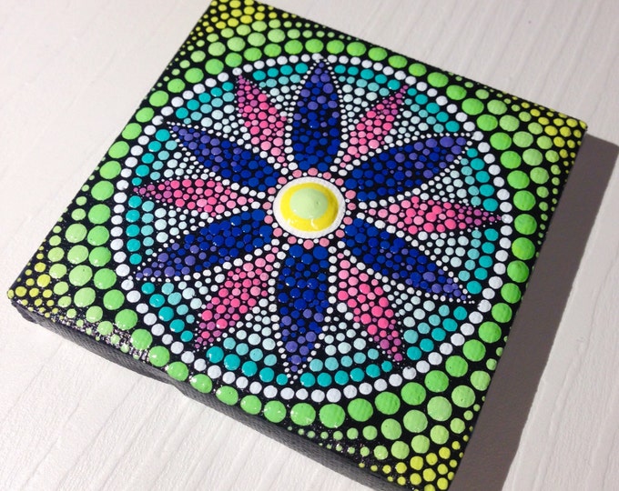 Original Small Flower Mandala Painting on Canvas Painting - Etsy
