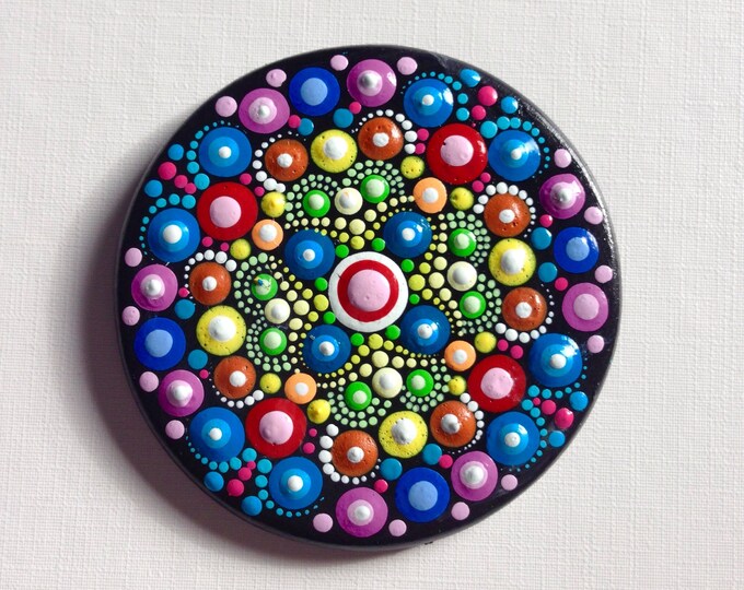 Mandala on Ceramic Dot Art Painted Ceramic Fairy Garden Marker ...