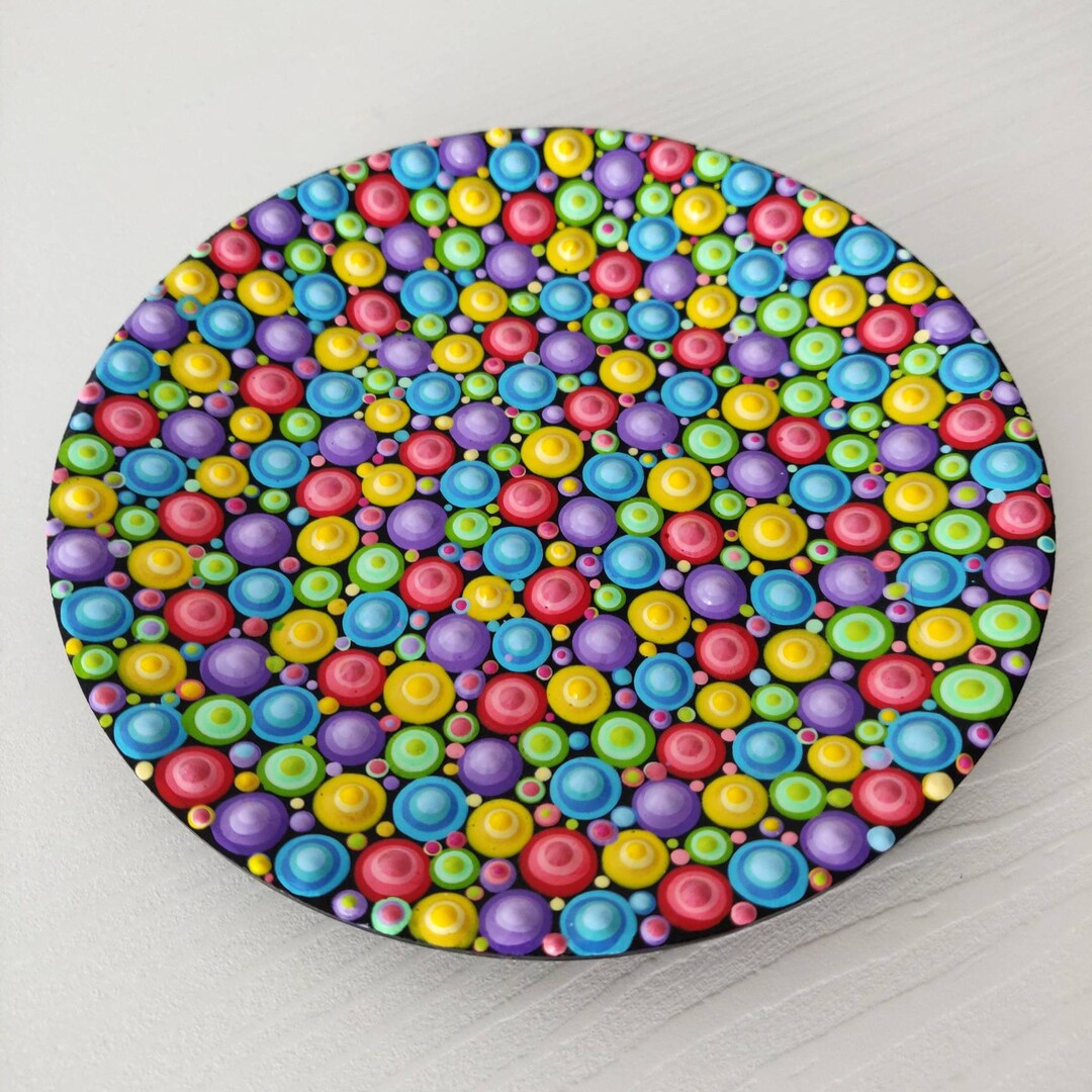 Colorful Handpainted Wooden Bowl, House Table Decoration Bowl, Dotart ...