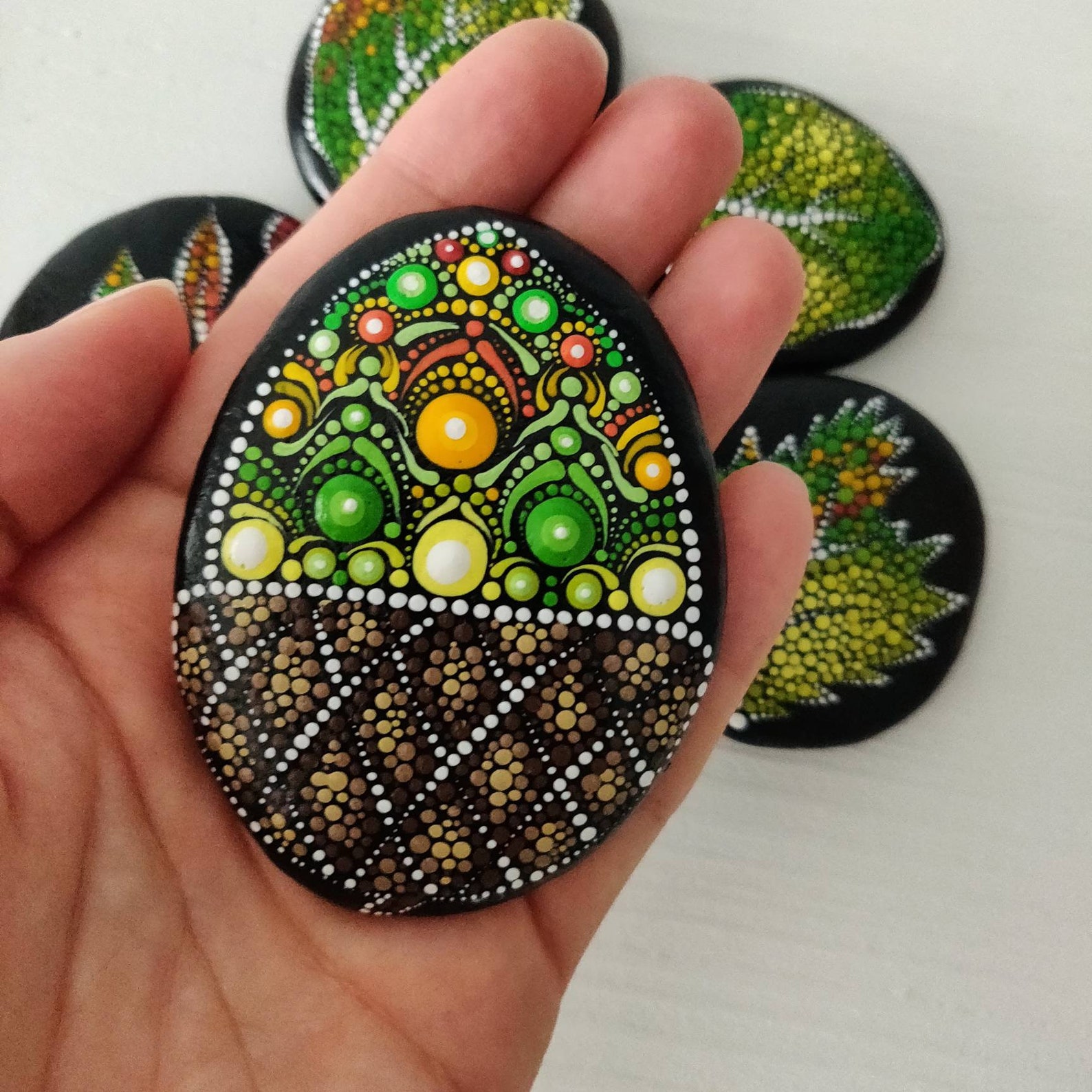 Dot Art Acorn on a Stone Acorn on a Rock Autumn Decoration - Etsy