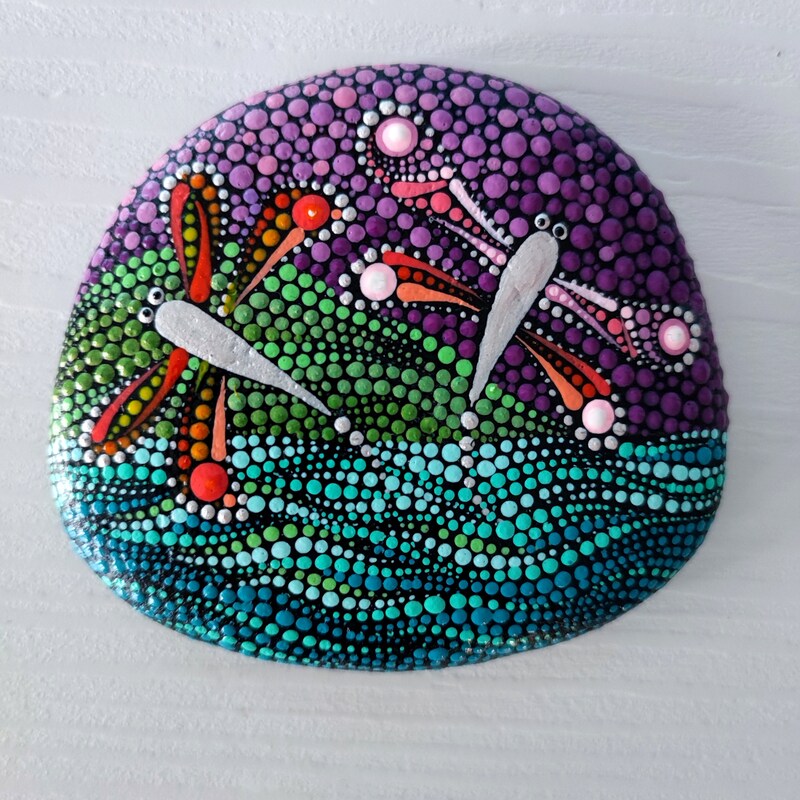 Dragonfly Painted Rock - Etsy