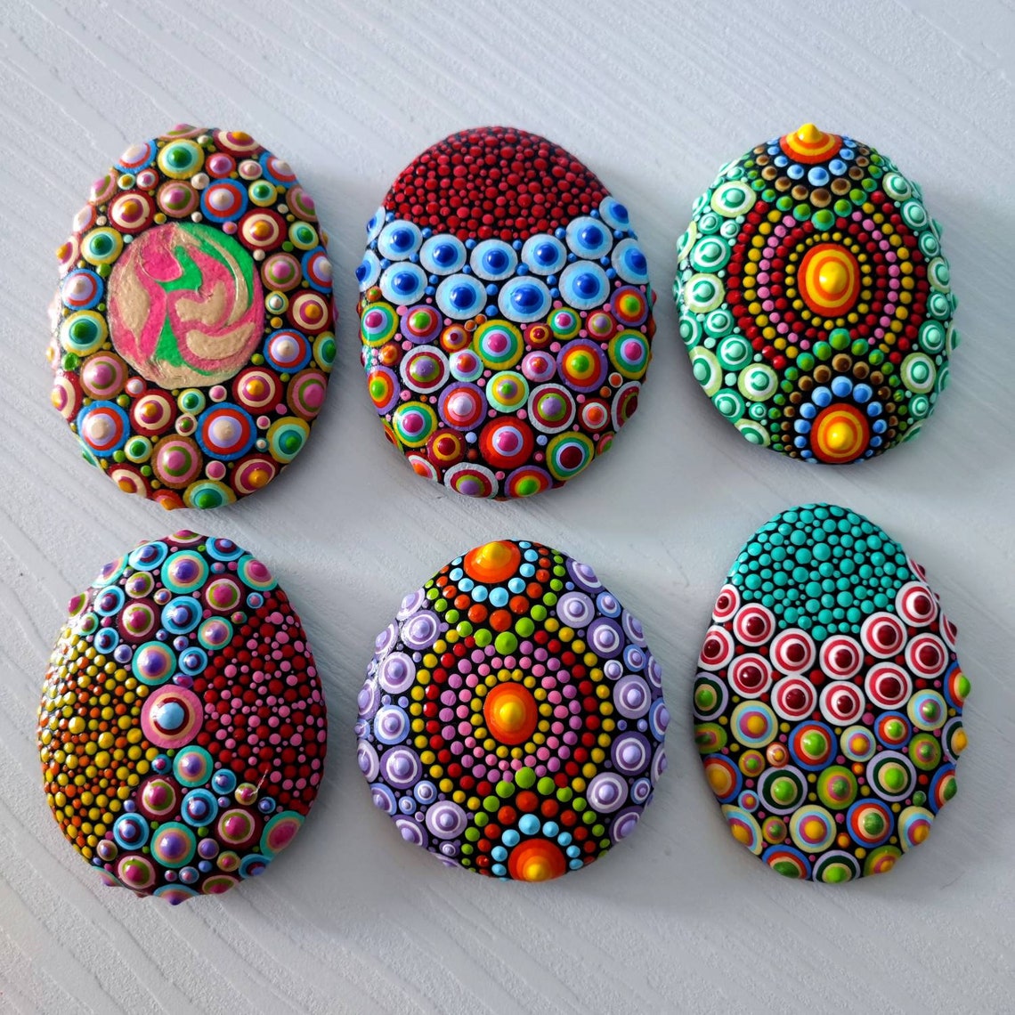Easter Egg on Rock, Easter Rock Decoration, Happy Easter Gift, Dotart ...