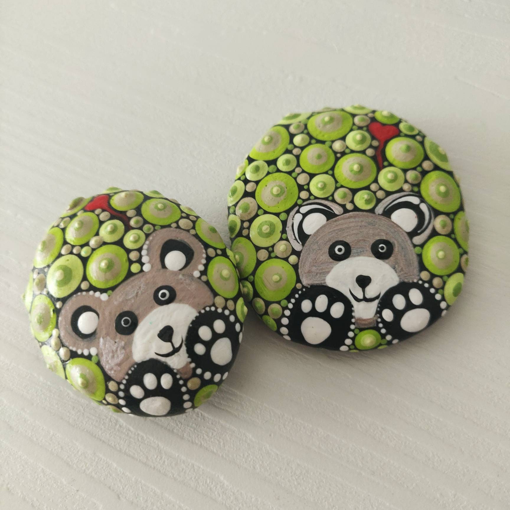 Set of 2 Cute Teddy Bears Painted on Rocks Childrens Gift - Etsy UK