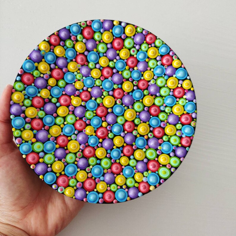 Colorful Handpainted Wooden Bowl, House Table Decoration Bowl, Dotart ...