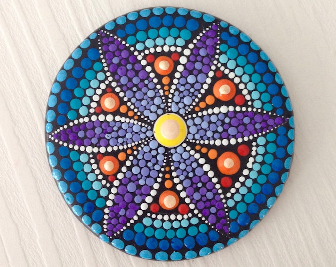 Mandala on Ceramic Dot Art Painted Ceramic Fairy Garden Marker ...