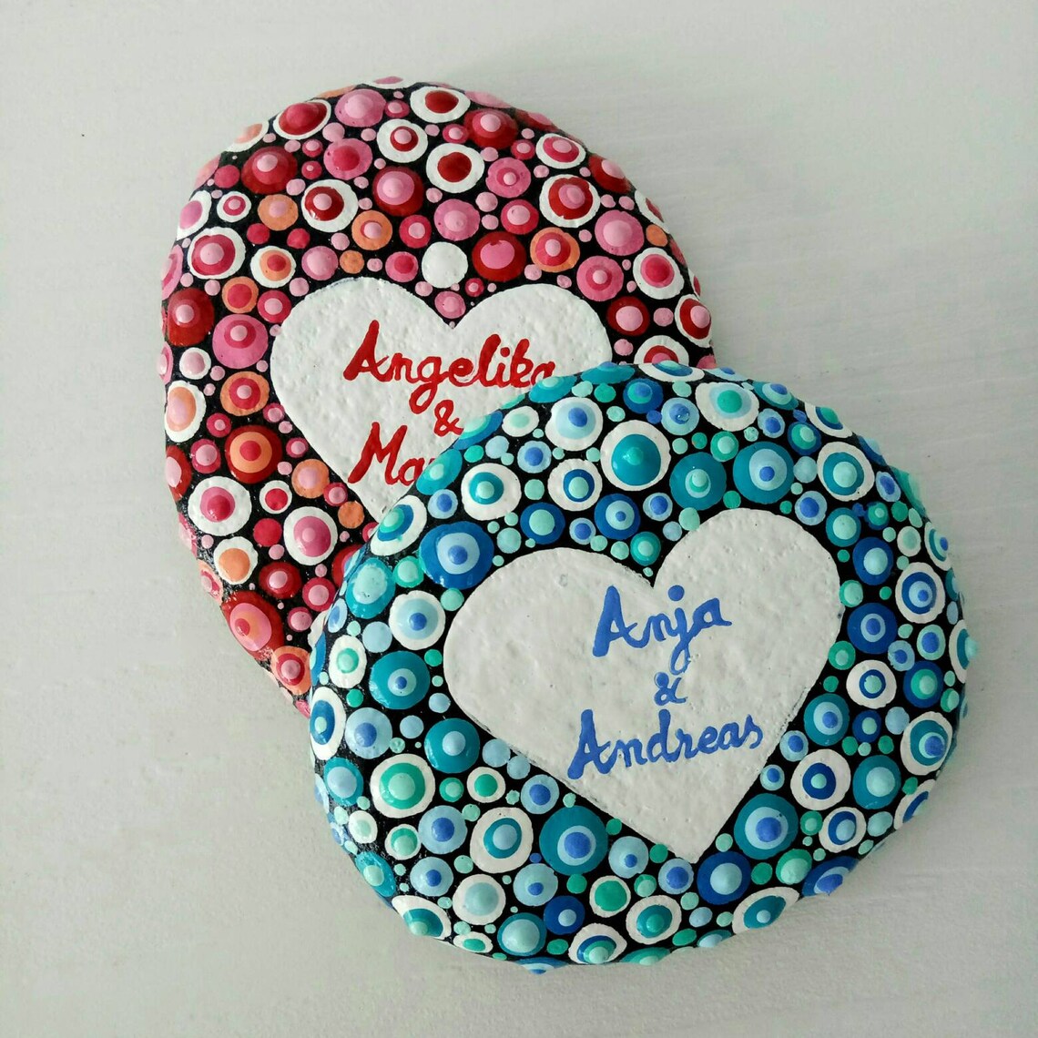 Rock With Custom Names in Heart, Love Gift, Valentine Gift, Baby Shower ...