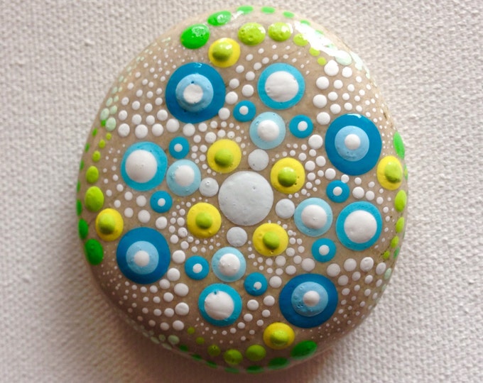 Mandala Henna Art Painted Stone - Adriatic - Gift - Decoration ...