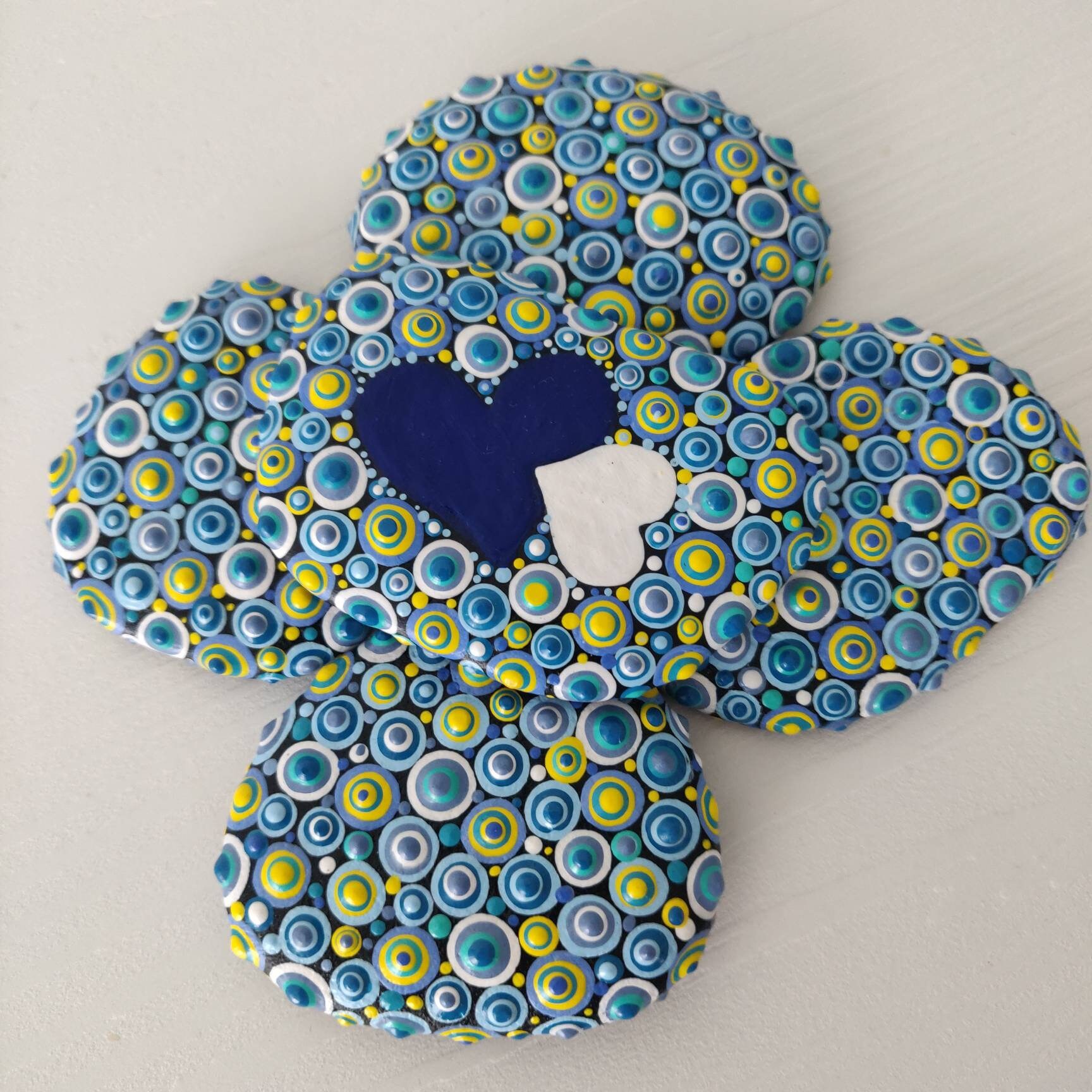 SET OF 2 Rocks Painted Heart Stone and Colorful Polka Dot - Etsy