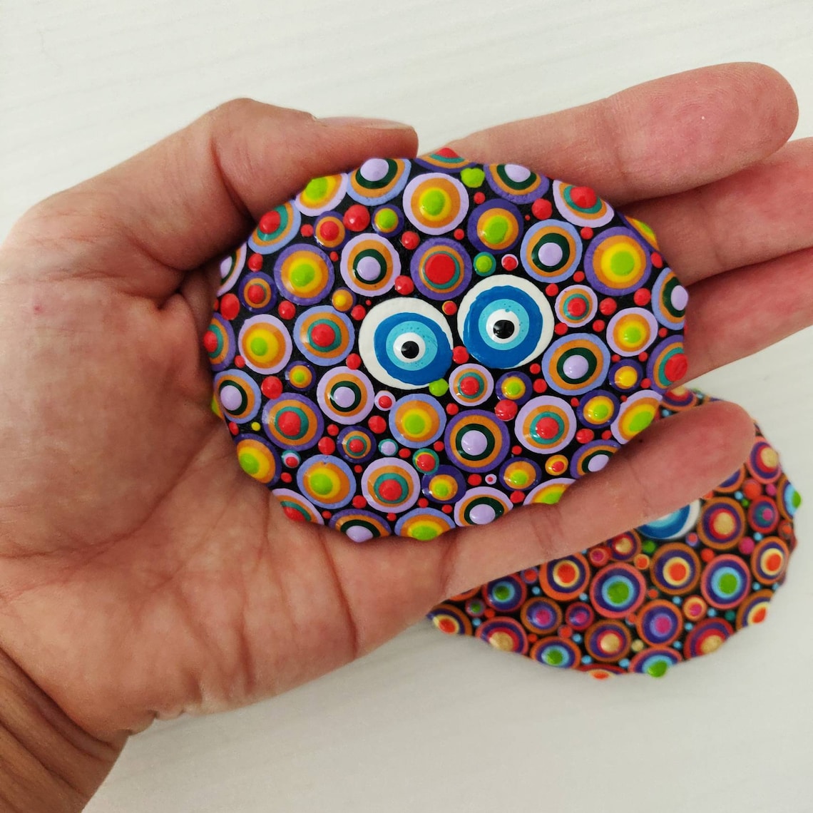 SET OF 2 Rocks Painted Eyes on Natural Stone Kids Gift - Etsy