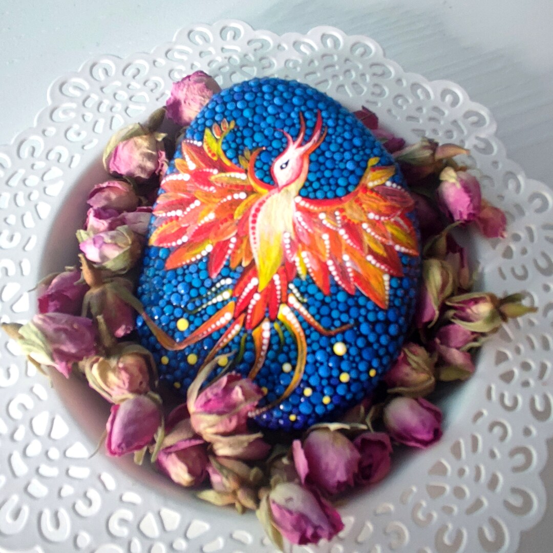 Rising Phoenix Dot Art Painted Stone Painted Rock Phoenix on - Etsy