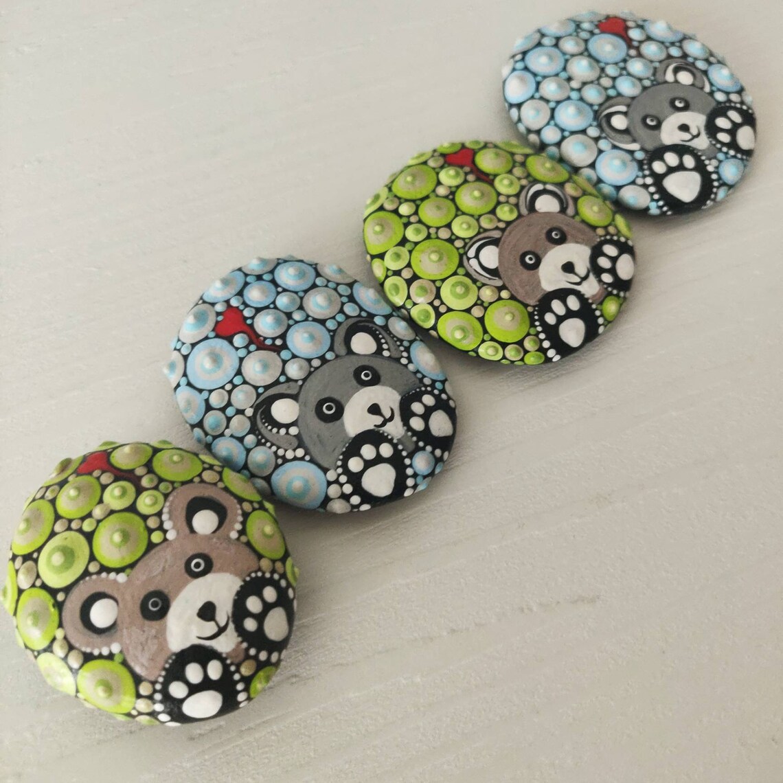 Set of 2 Cute Teddy Bears Painted on Rocks Childrens Gift - Etsy