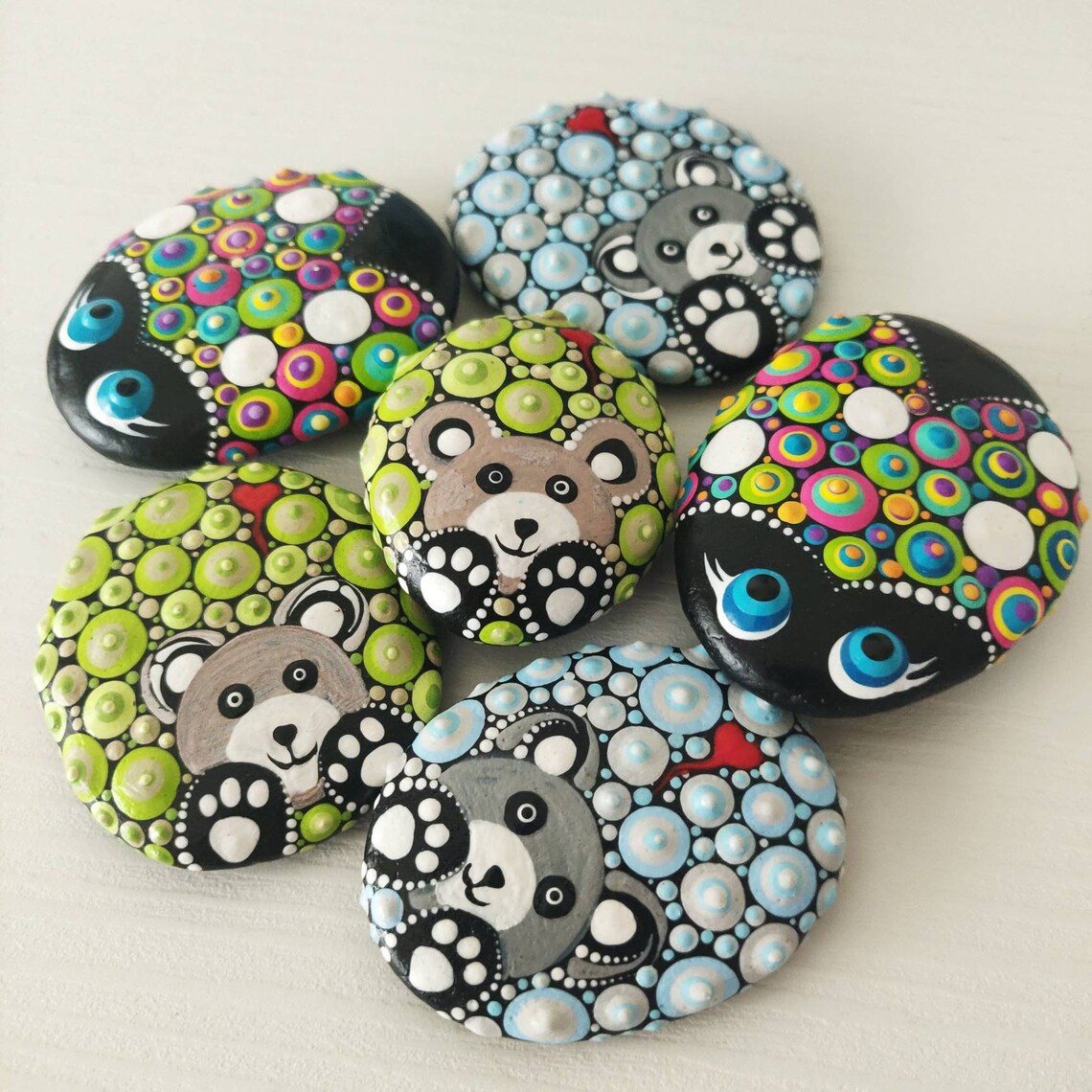 Set of 2 Cute Teddy Bears Painted on Rocks Childrens Gift - Etsy