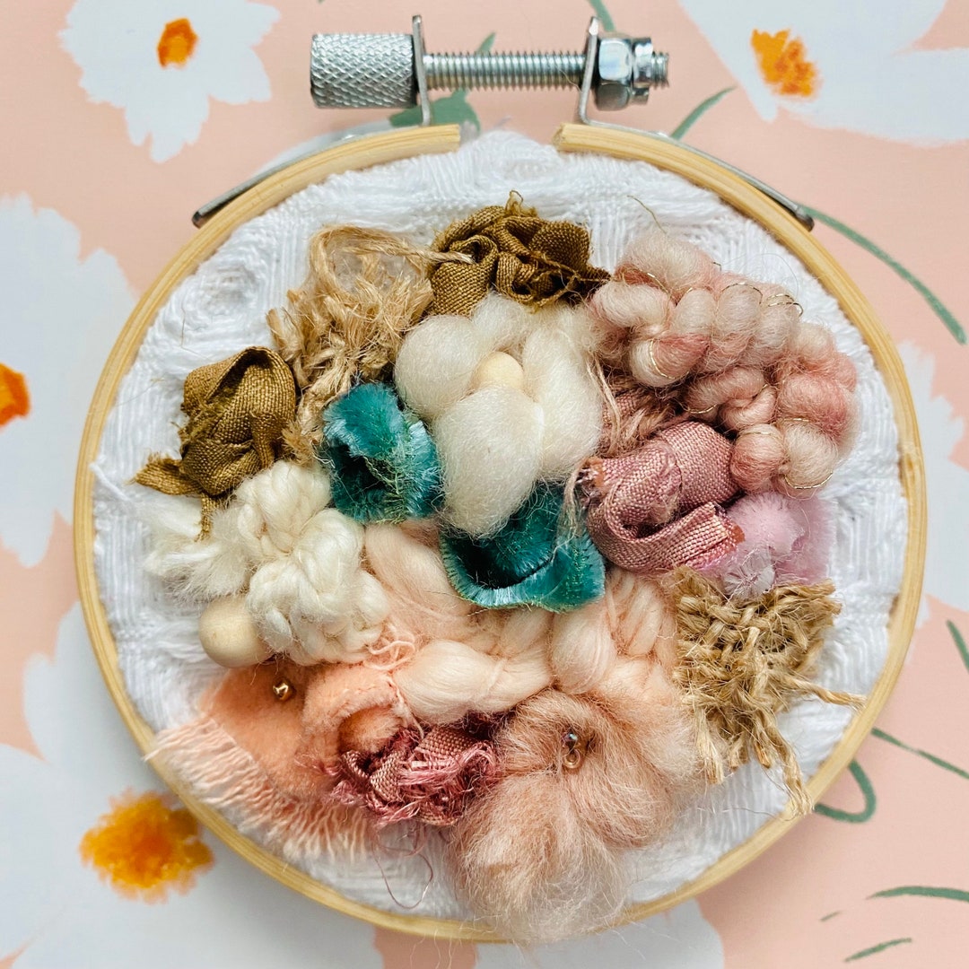 3” Fiber Floral Embroidery Hoop || Gallery Wall || Minimalist Decor ...