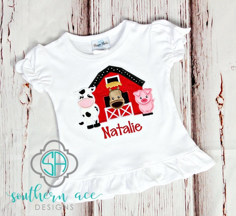 Barn With Farm Animals Appliqué Shirt/perfect for a Trip to the Farm - Etsy