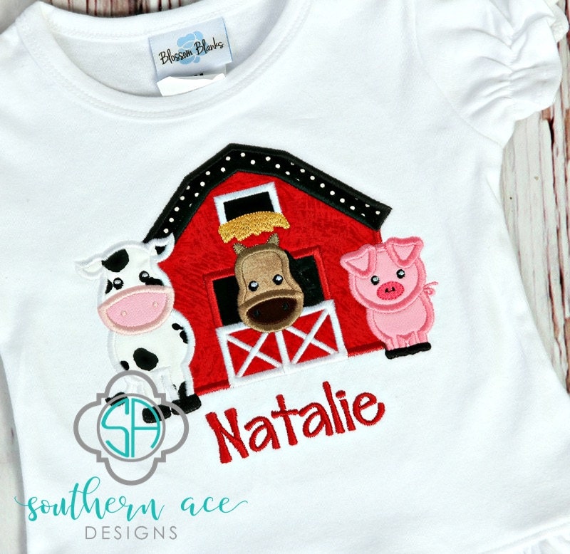 Barn With Farm Animals Appliqué Shirt/perfect for a Trip to the Farm - Etsy