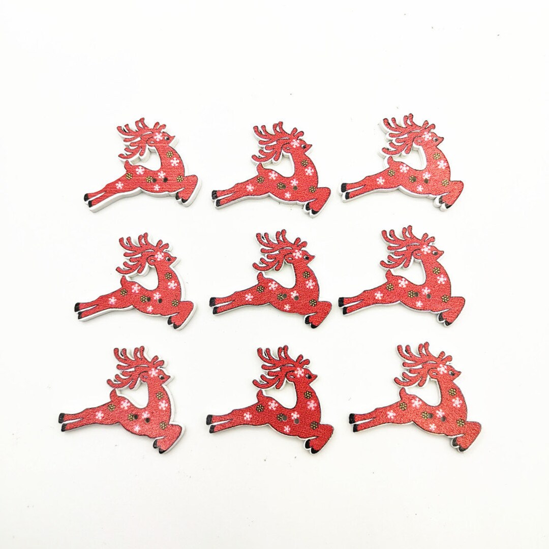 Buy 30 Christmas Wooden Buttons Reindeer Xmas Craft Card Scrapbooking ...