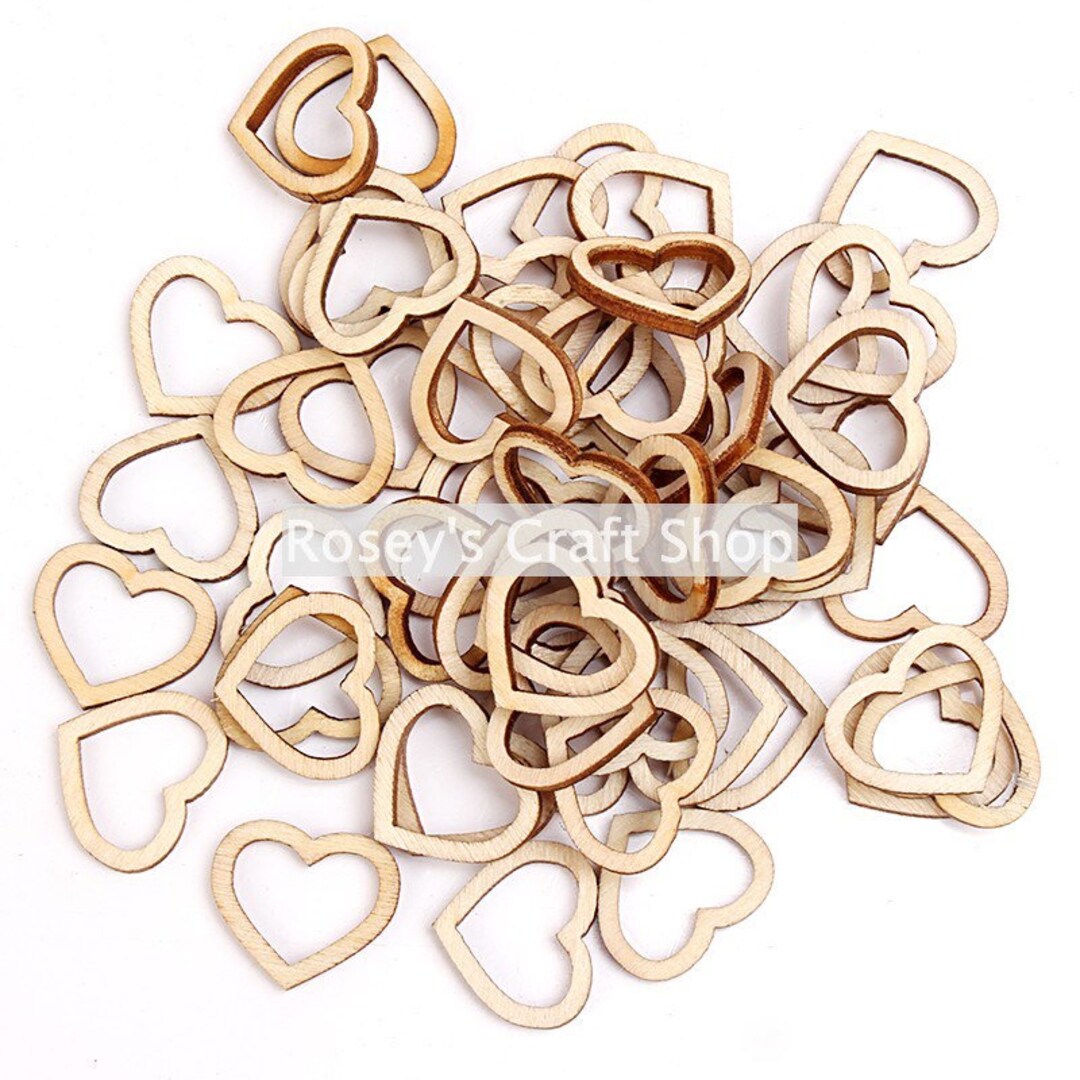 100 X Mini Wooden Hearts Craft Cardmaking Embellishments Table Wedding ...