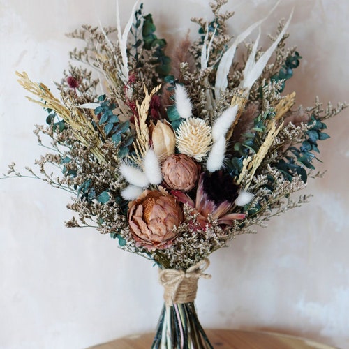 Rustic Boho Wedding Bouquetdried Natural Flowers Home Wedding | Etsy