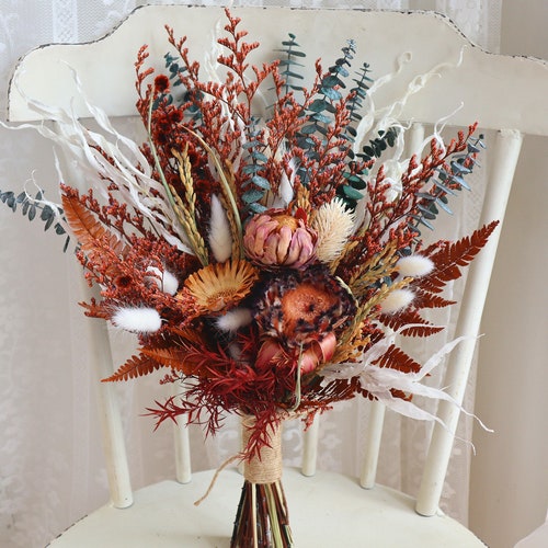 Rustic Boho Wedding Bouquetdried Natural Flowers Home Wedding - Etsy