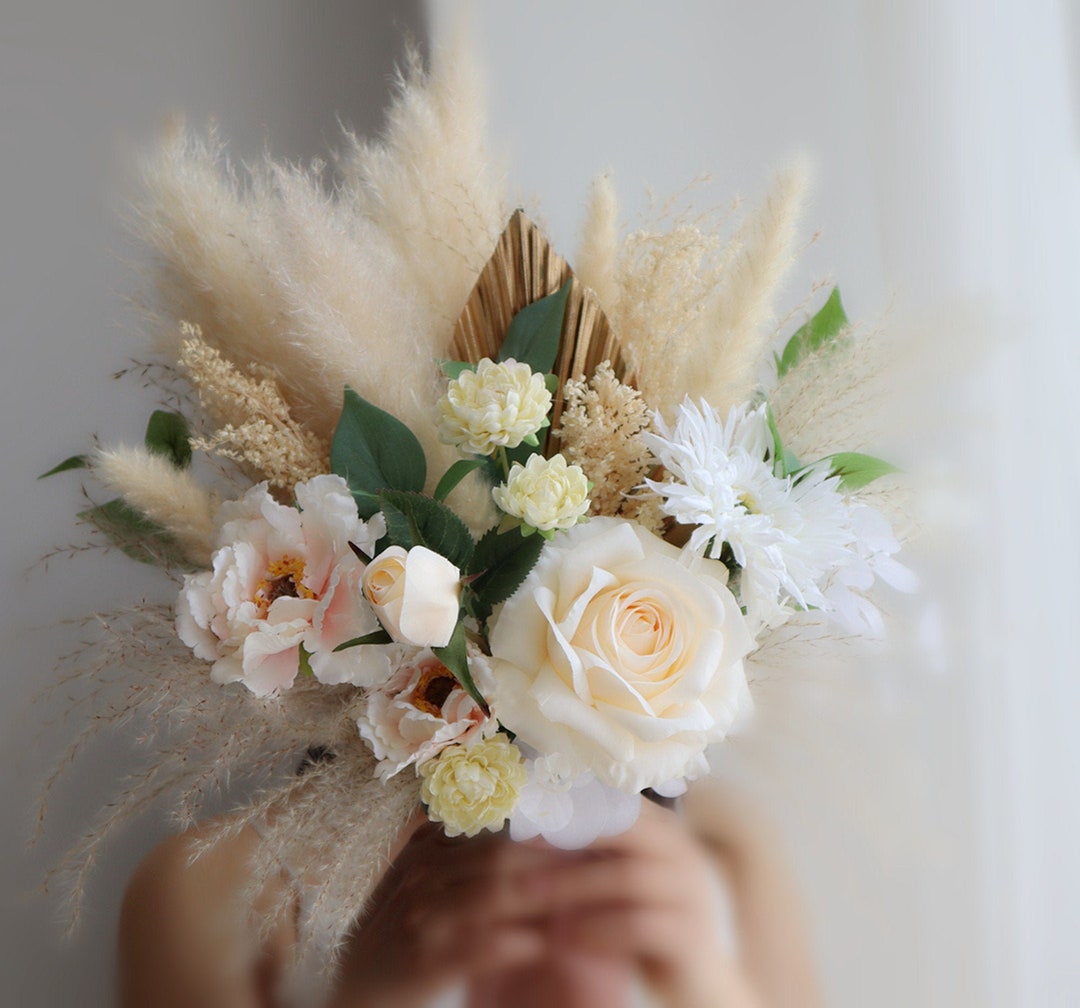 Rustic Boho Wedding Bouquet, Artificial Faux Flowers , Bridal ...