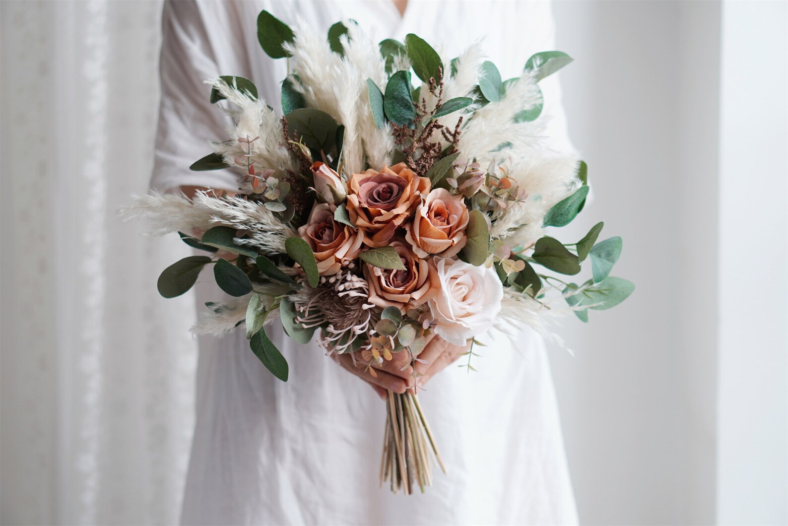 Rustic Boho Wedding Bouquet,artificial Flowers Home Wedding Decor ...