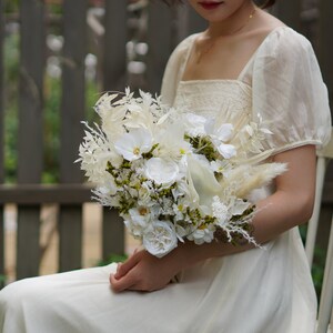 White&green Rustic Wedding Bouquet,artificial Flowers Wedding Decor ...