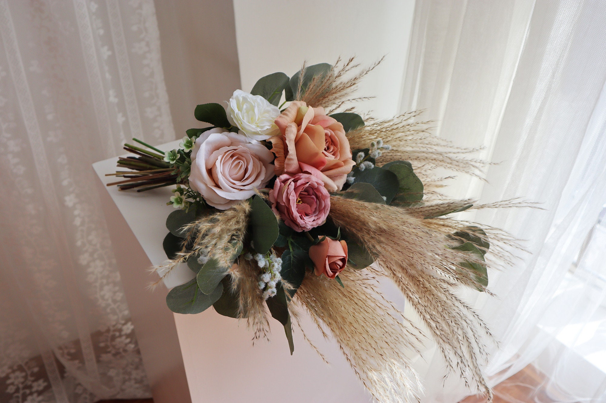 Rustic Boho Wedding Bouquetartificial Faux Flowers Home | Etsy