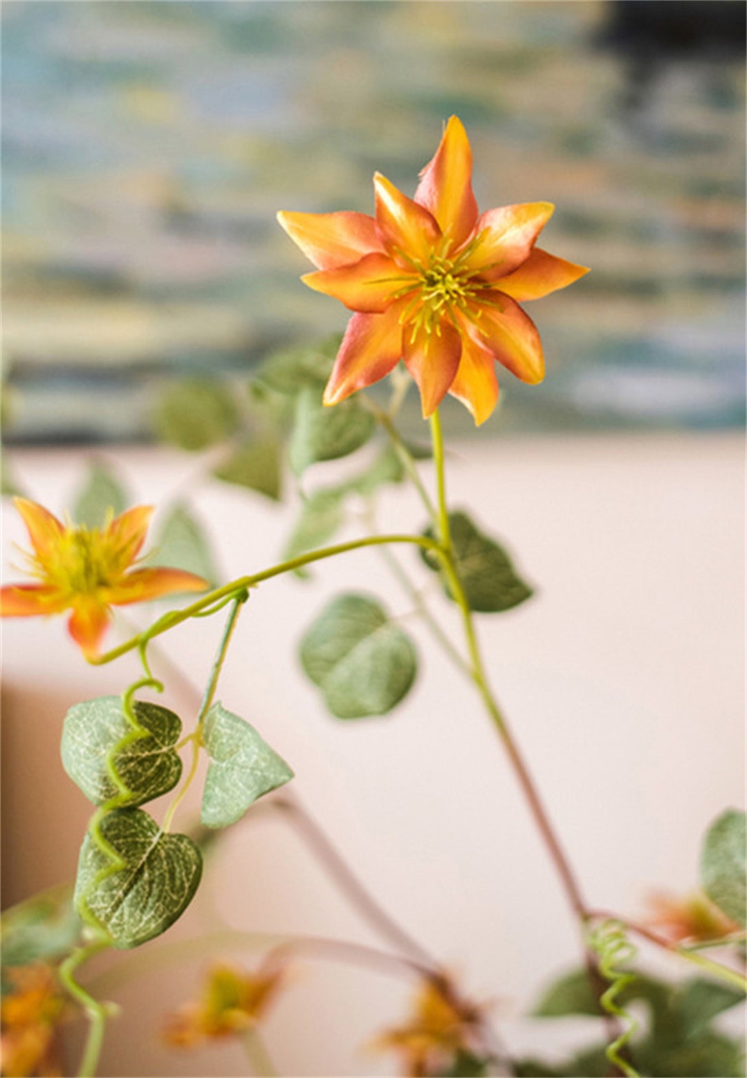 5 Branches 7 Flowers Clematis Stasi Artificial Flower Decorative Floral ...