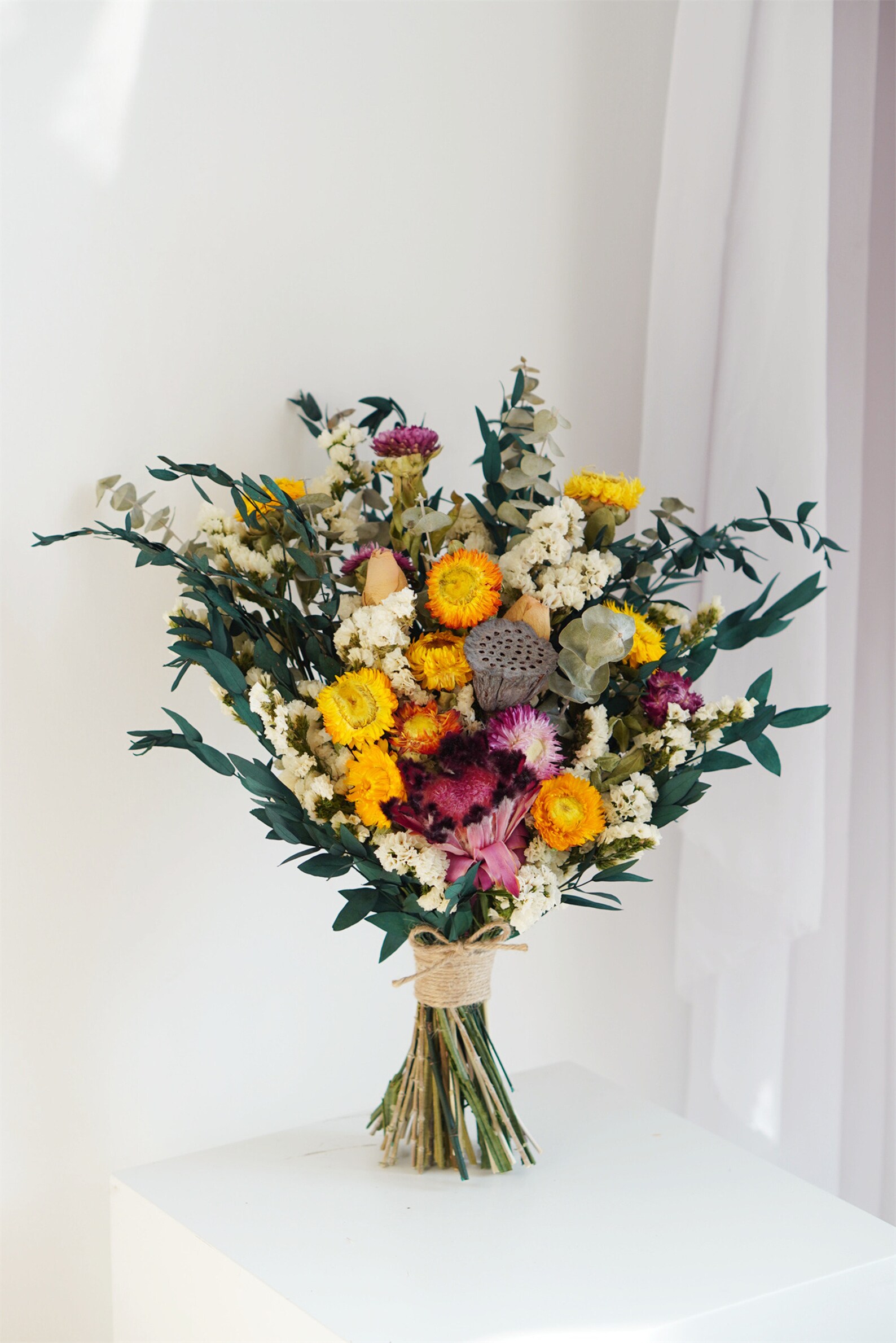 Rustic Boho Wedding Bouquetdried Natural Flowers Home Wedding | Etsy